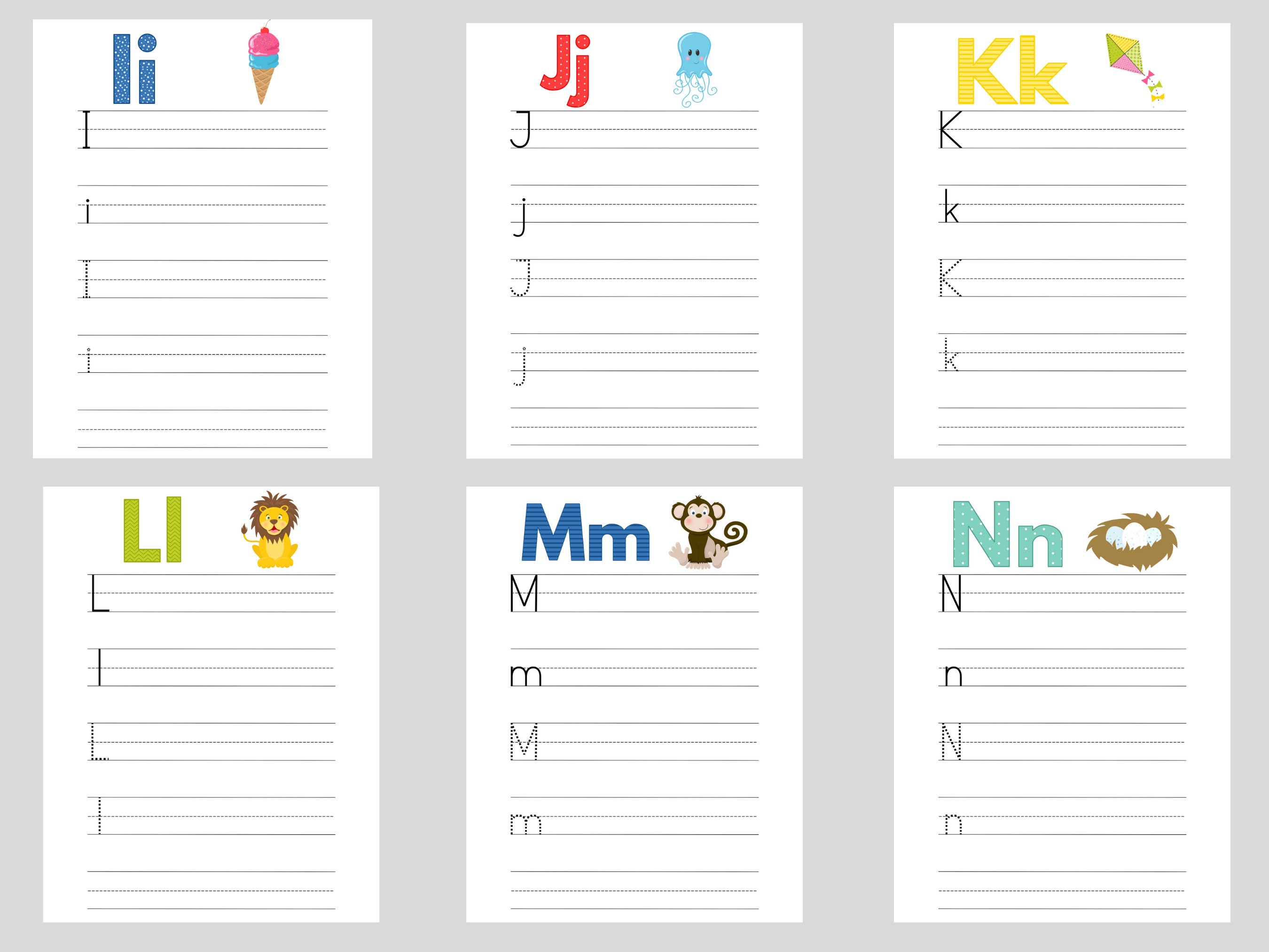 Printable Alphabet Writing Pages Practice Sheets Pre-school - Etsy