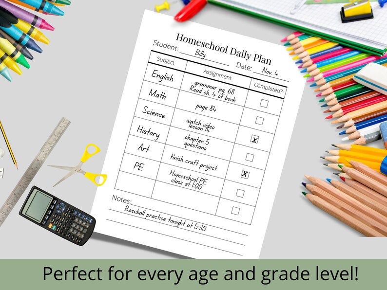 Homeschool Planner Printable - Instant PDF Download - 8.5"x11" - Daily ...