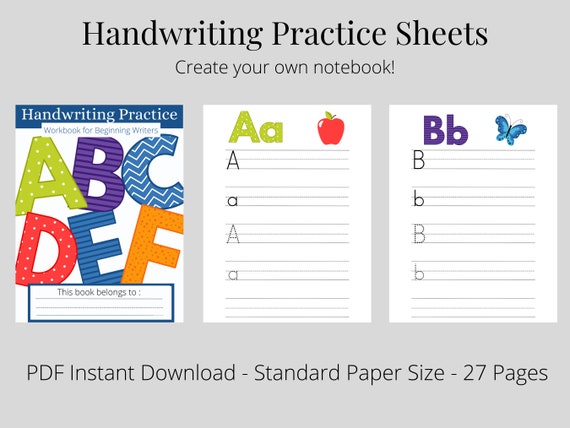 Printable Alphabet Writing Pages Practice Sheets Pre-school - Etsy