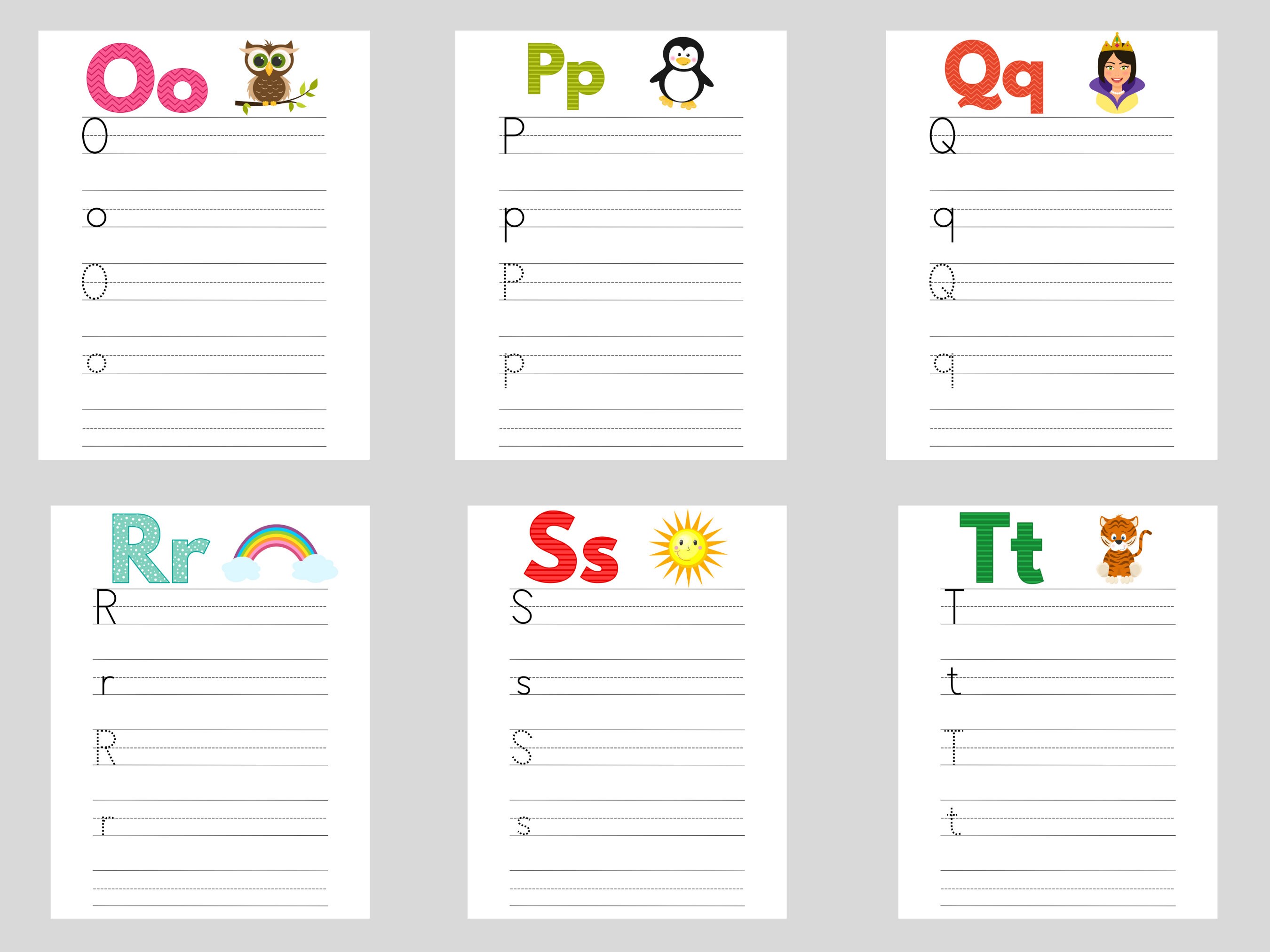 Printable Alphabet Writing Pages Practice Sheets Pre-school - Etsy