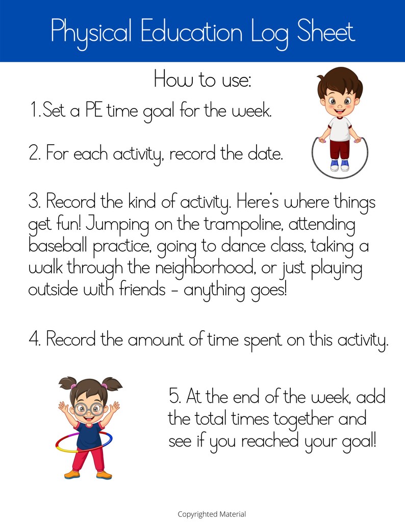 PDF Printable Homeschool PE Log Book Bundle for Elementary School ...