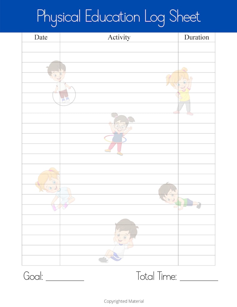 PDF Printable Homeschool PE Log Book Bundle for Elementary School ...