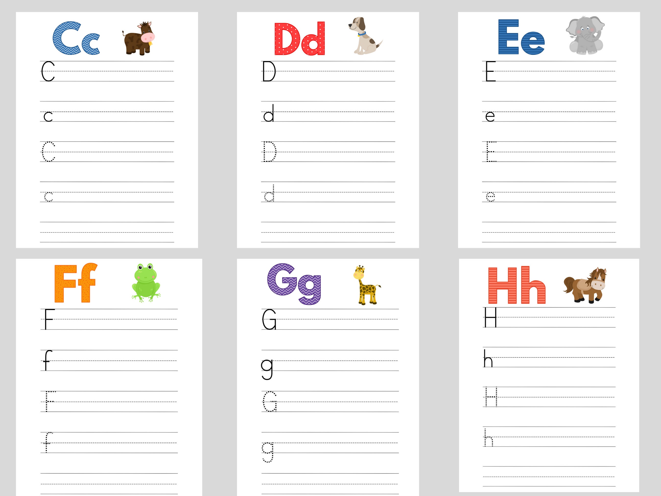 Printable Alphabet Writing Pages Practice Sheets Pre-school - Etsy