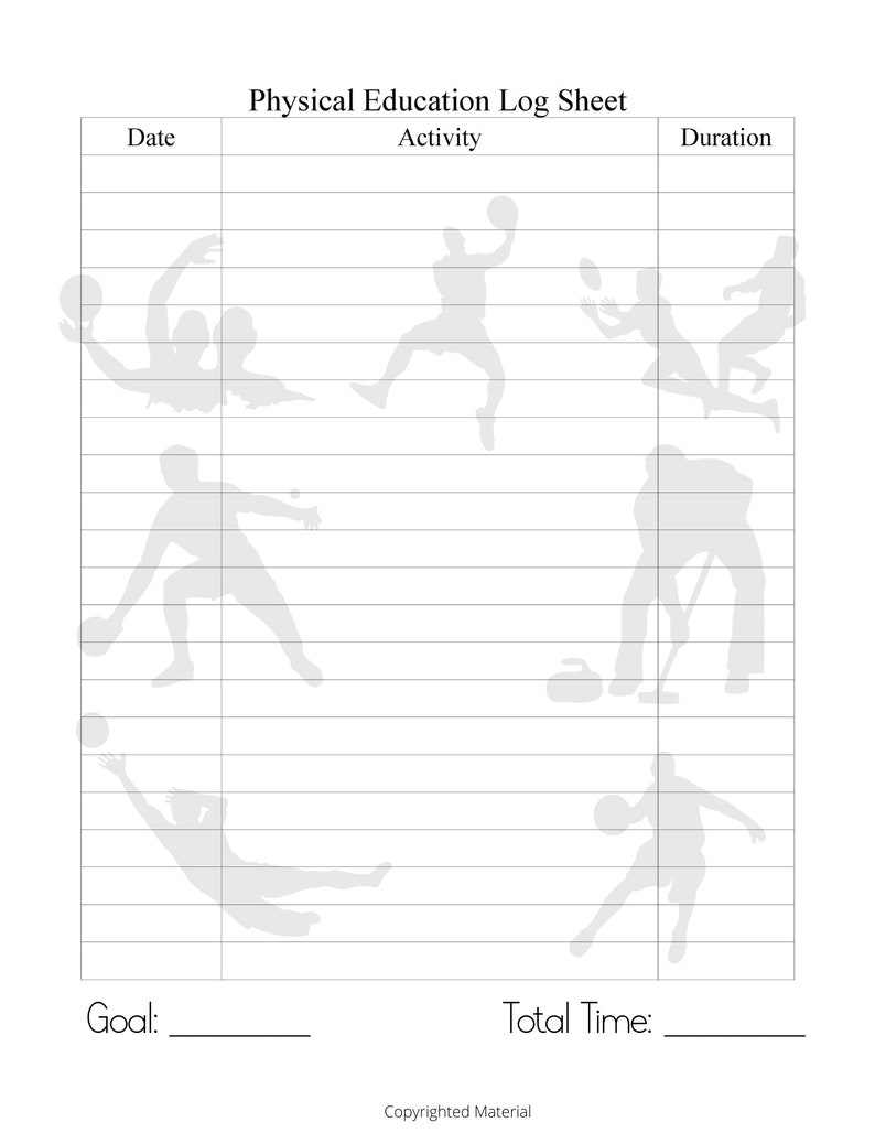 Homeschool PE Log Book for High School - Digital Download - Curriculum ...