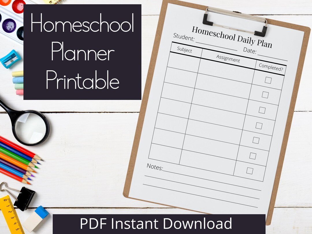 Homeschool Planner Printable - Instant PDF Download - 8.5"x11" - Daily ...