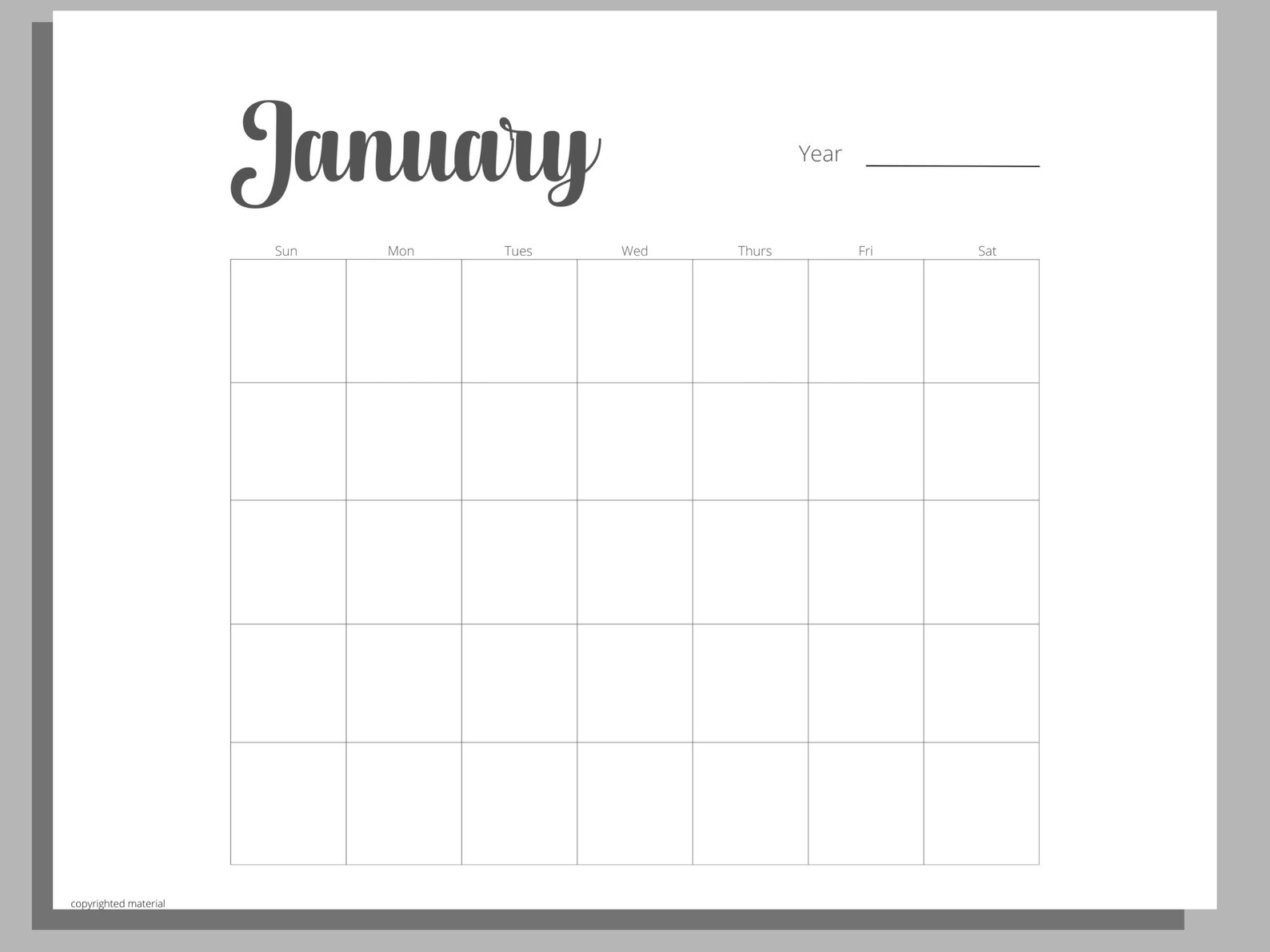 Printable Blank 12- Month Calendar, Perpetual, 8.5"x11" Standard in ...