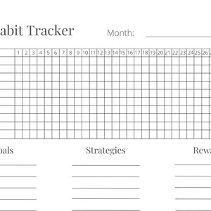 Printable Monthly Habit Tracker - Instant PDF Download - With Goals ...
