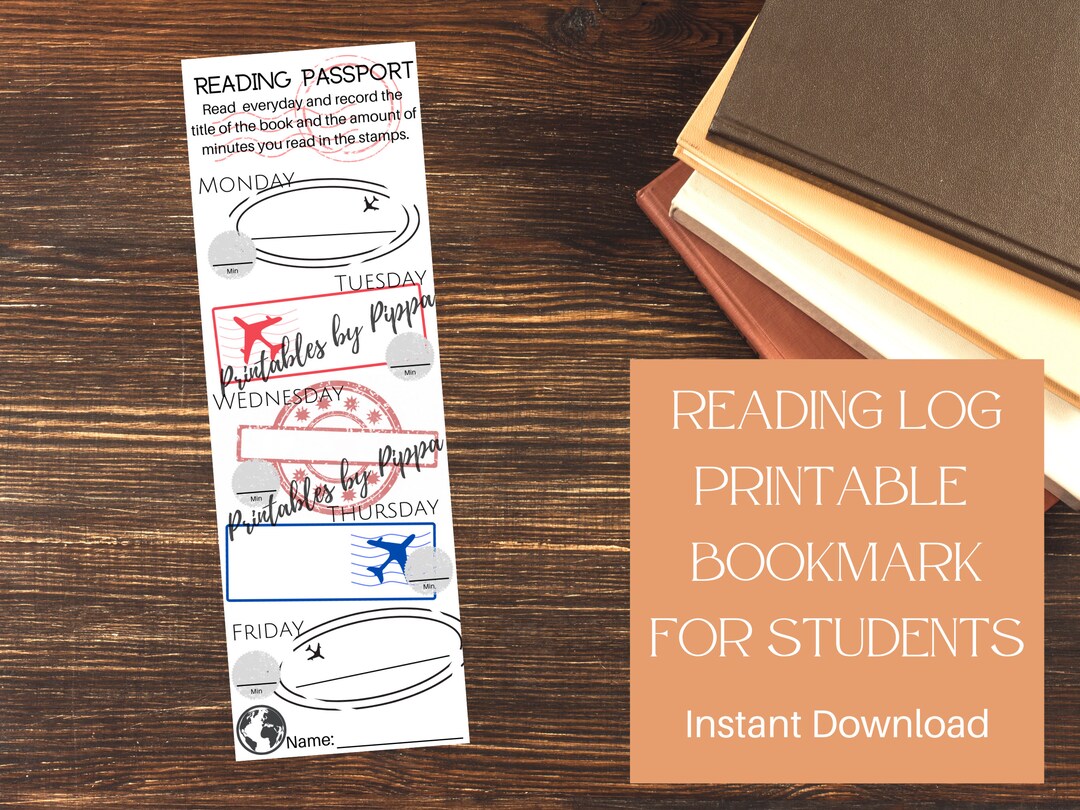 Kid's Reading Log Bookmark Printable Student Weekly - Etsy