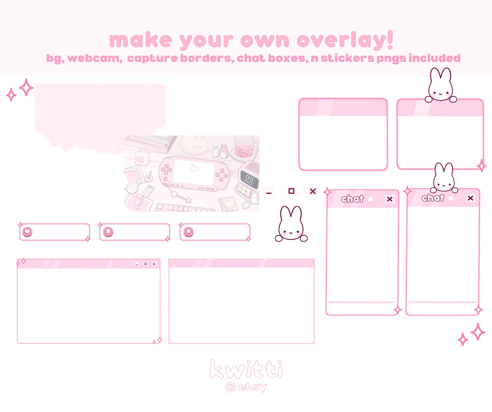 Animated Pink Cute Lofi Stream Package Bunny Plush | Y2k Aesthetic ...