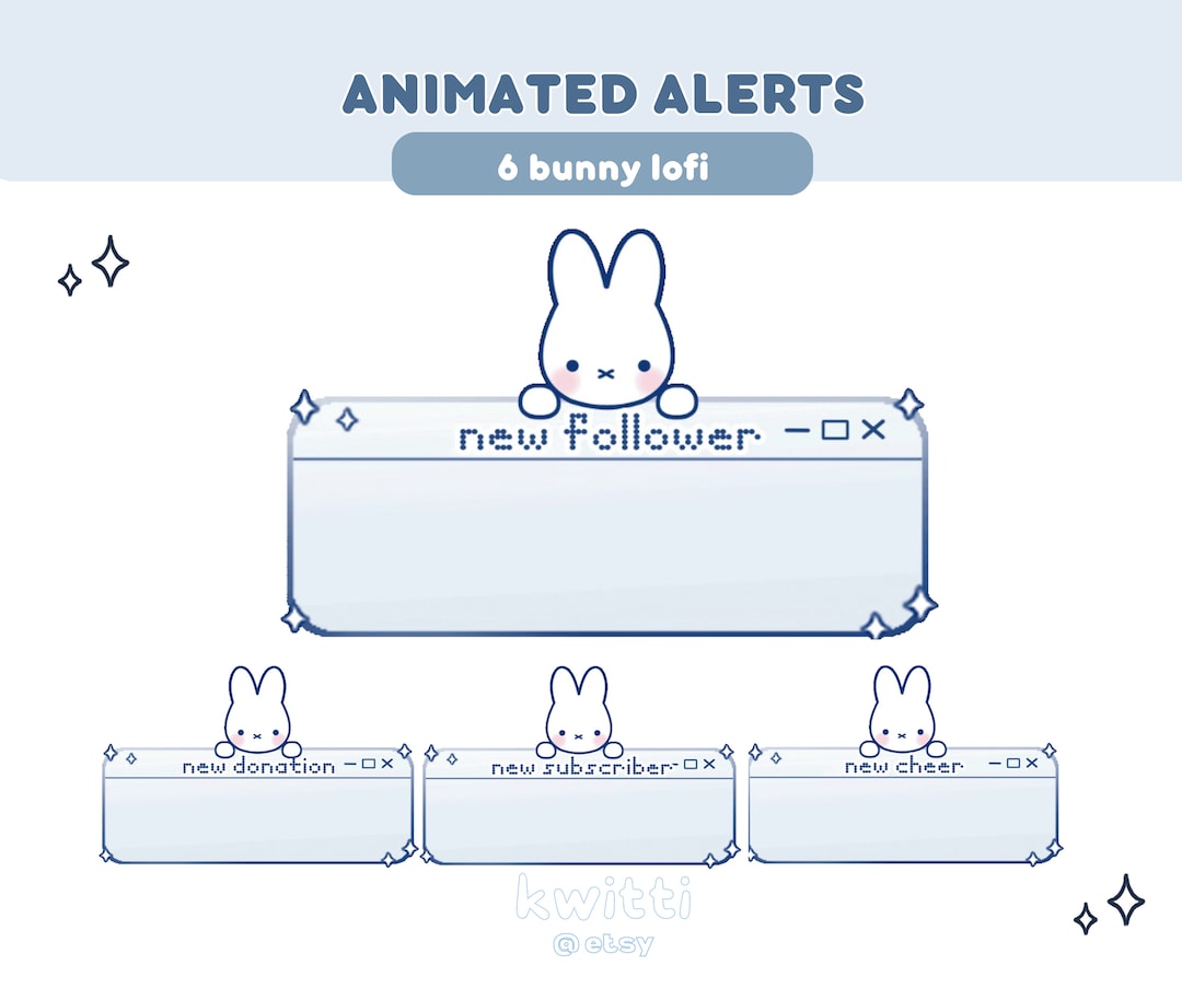 X6 Animated Cute Bunny Plush Twitch Alerts | Y2k Aesthetic Soft Pastel ...