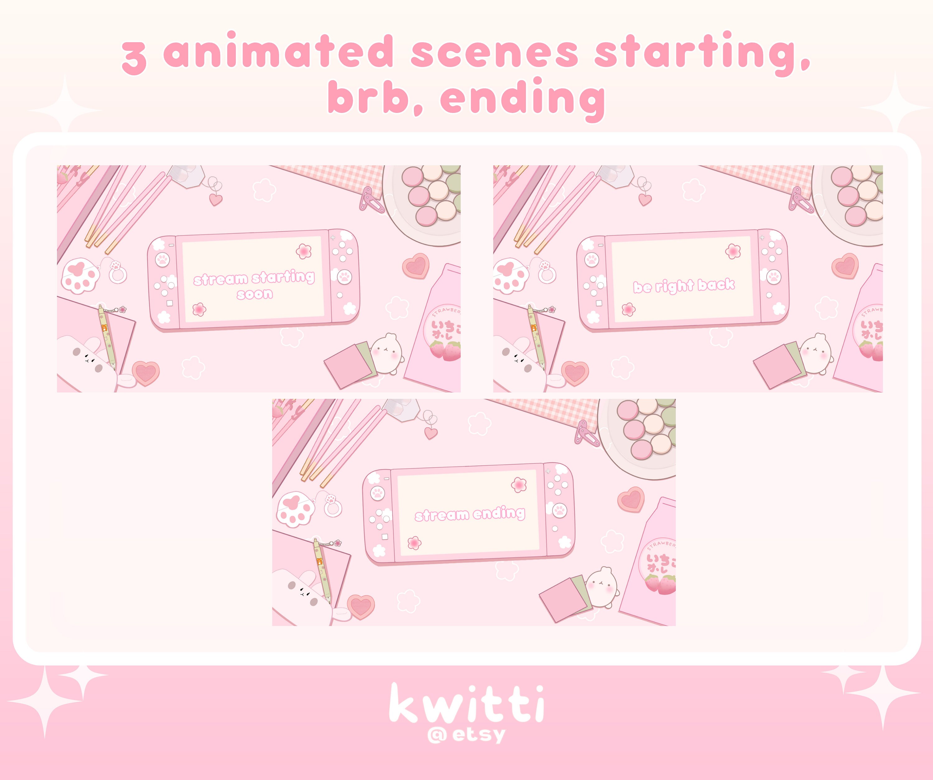 Animated Lofi Desk Stream Overlay Screens Pink Sakura Twitch - Etsy