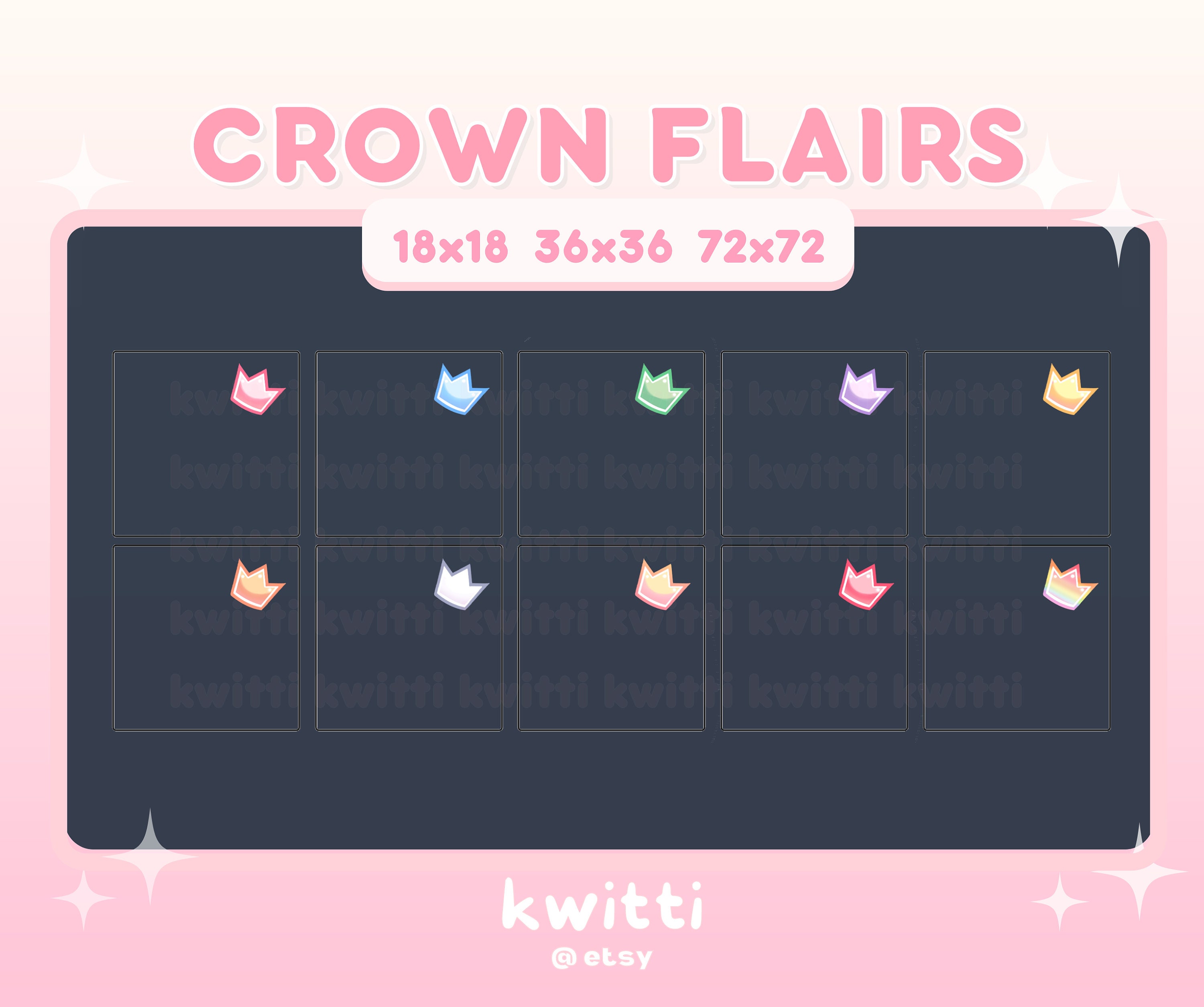 Crown Twitch Sub Badge Flair Angled | Bit Badges | Twitch Sub Badge ...