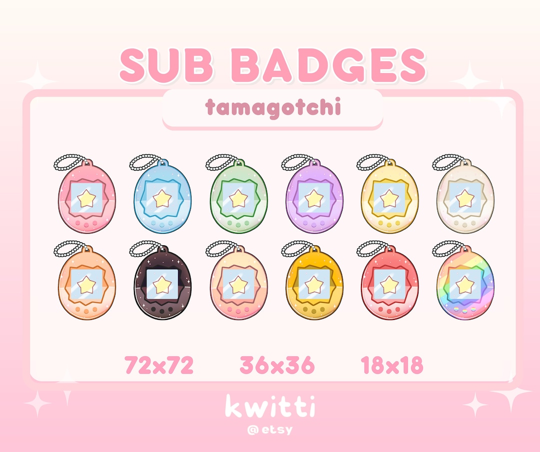 12 Twitch Sub Badges | Tamagotchi Stream Assets | Kawaii Retro Cute ...