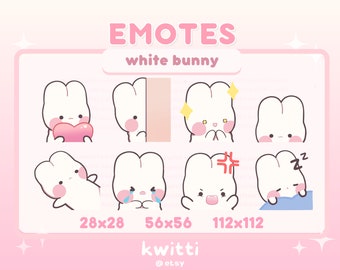 8 Cute White Bunny Twitch / Discord Emotes - Etsy