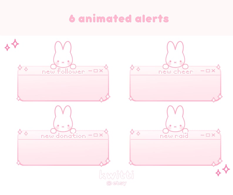 Animated Pink Cute Lofi Stream Package Bunny Plush Y2k Aesthetic Pastel Kawaii Cozy Animated ...