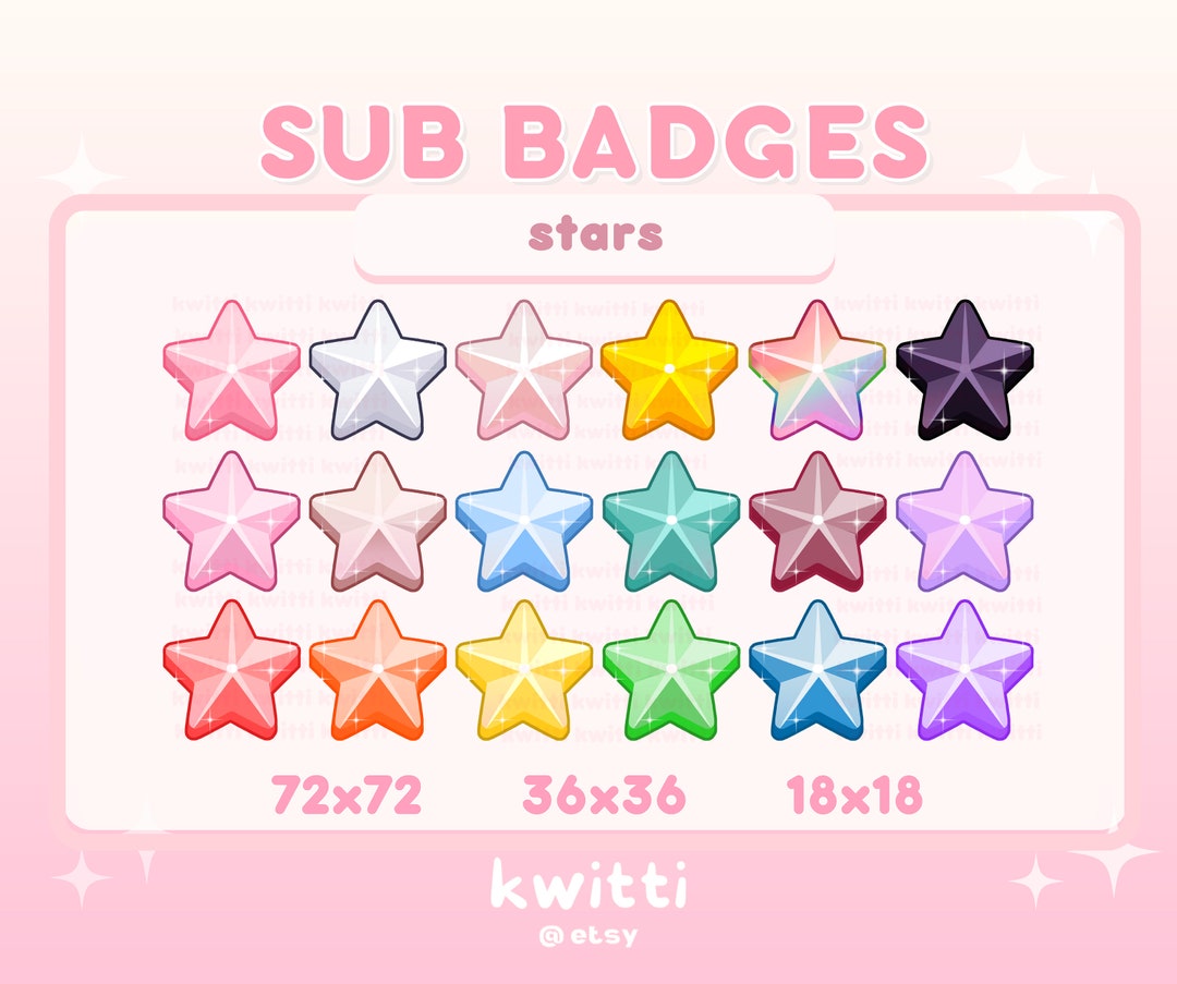 Star Cute Twitch Sub Badges Pack Kawaii Stream | Twitch Discord - Etsy