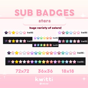 Star Cute Twitch Sub Badges Pack Kawaii Stream | Twitch Discord - Etsy
