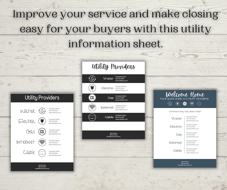 Real Estate Utility Providers Flyer Welcome Home Utility - Etsy UK