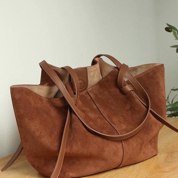 Suede Leather Bag - Etsy