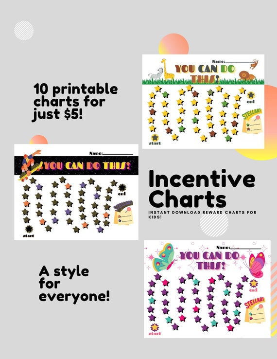 Incentive Chart Digital Download 10 Themed Printable Rewards - Etsy