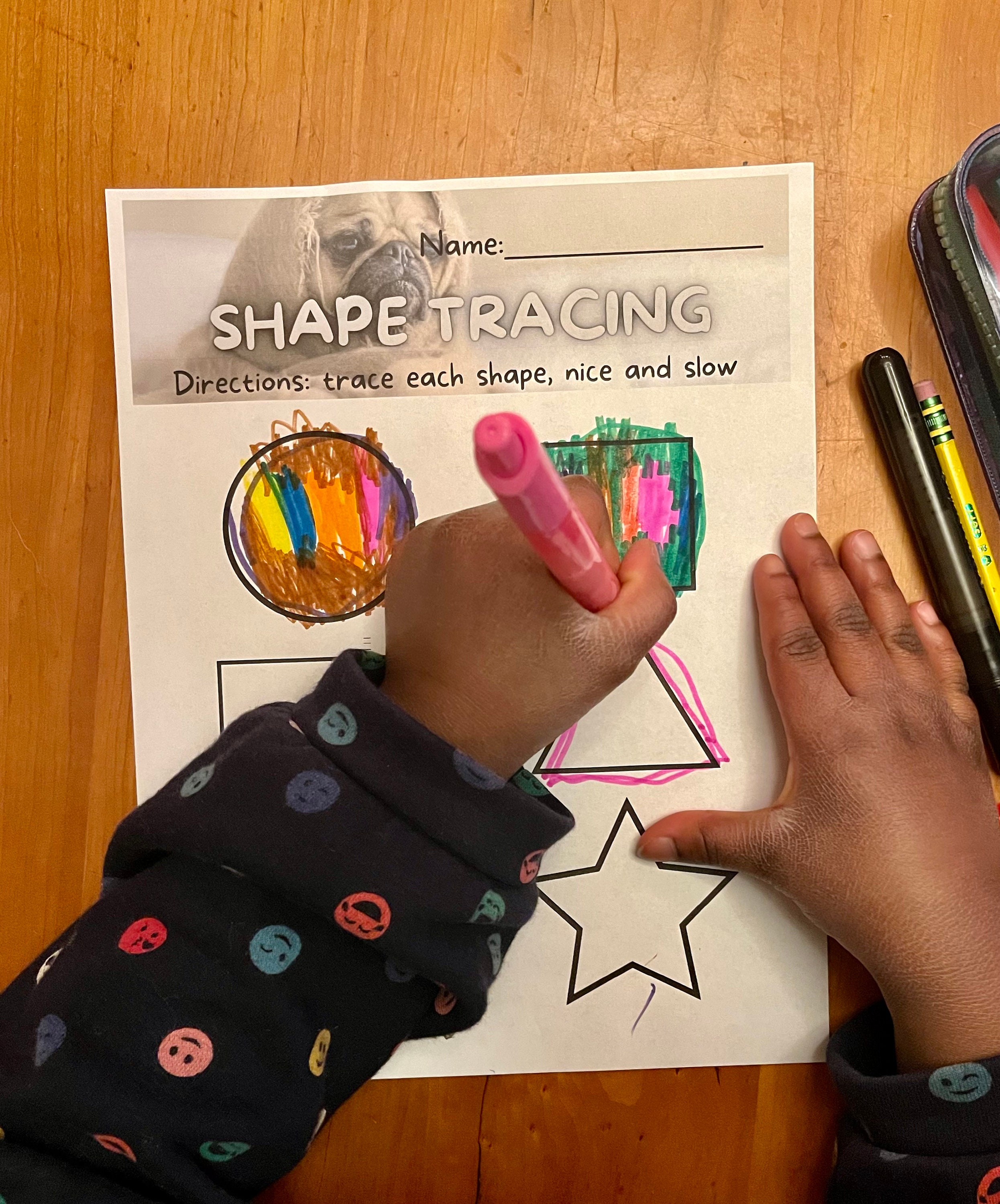 Shape Tracing- Puppy-themed Shape Tracing Worksheet- Instant Download ...