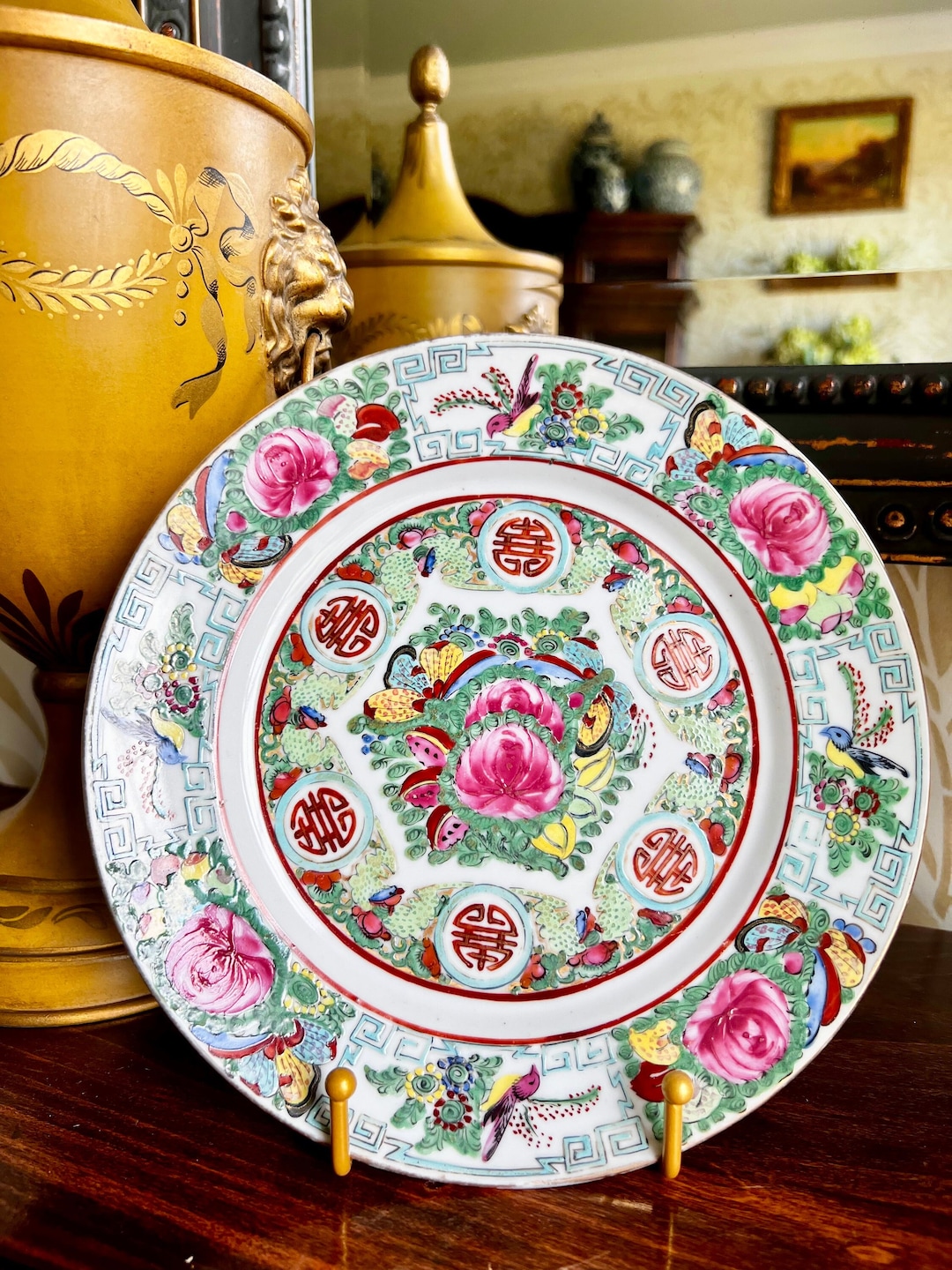 Vintage Chinese Famille Rose Canton Plate Grand Millennial - Etsy