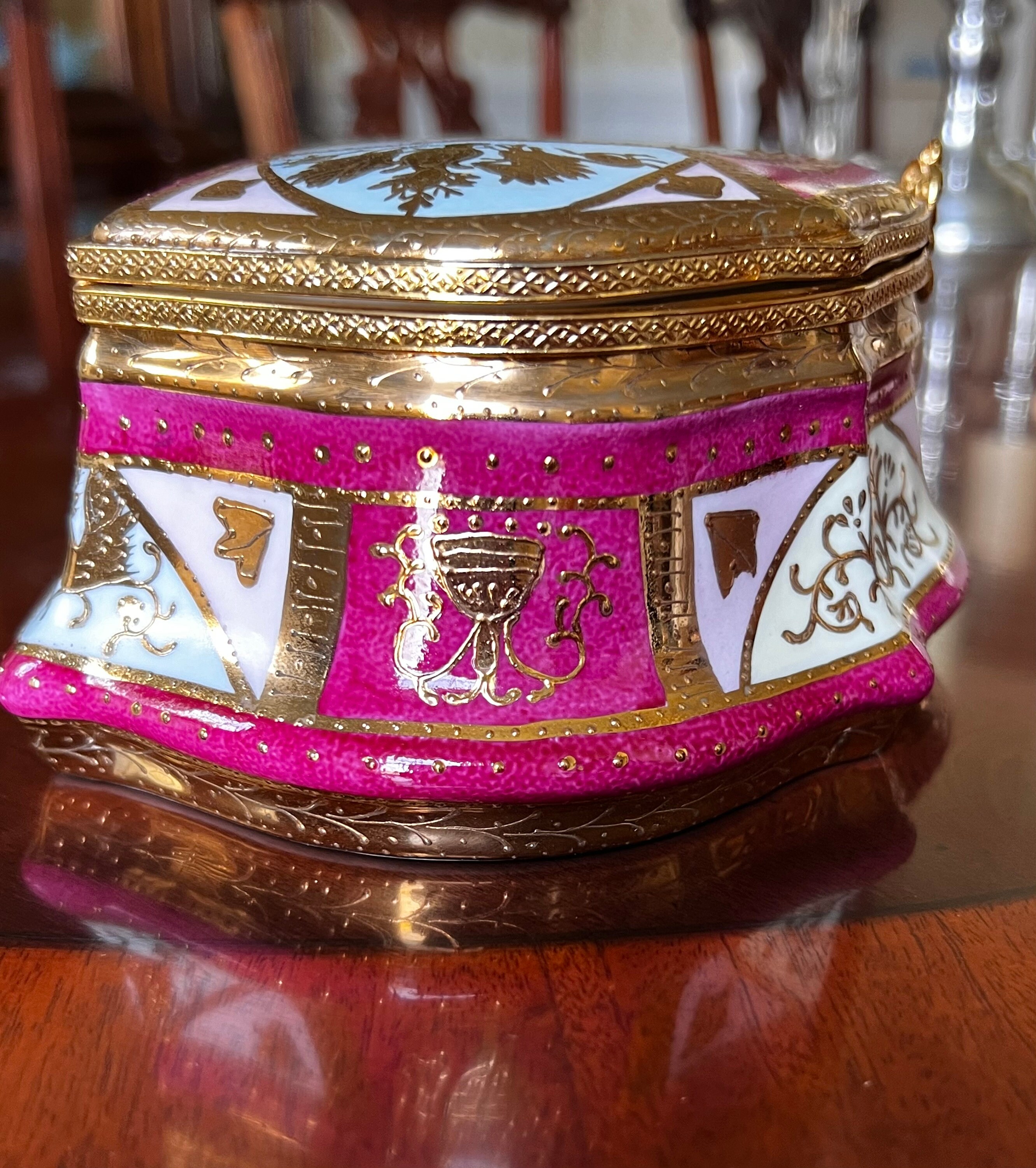 Large Vintage Rococo Style Porcelain Trinket Box, Desk Accessory ...