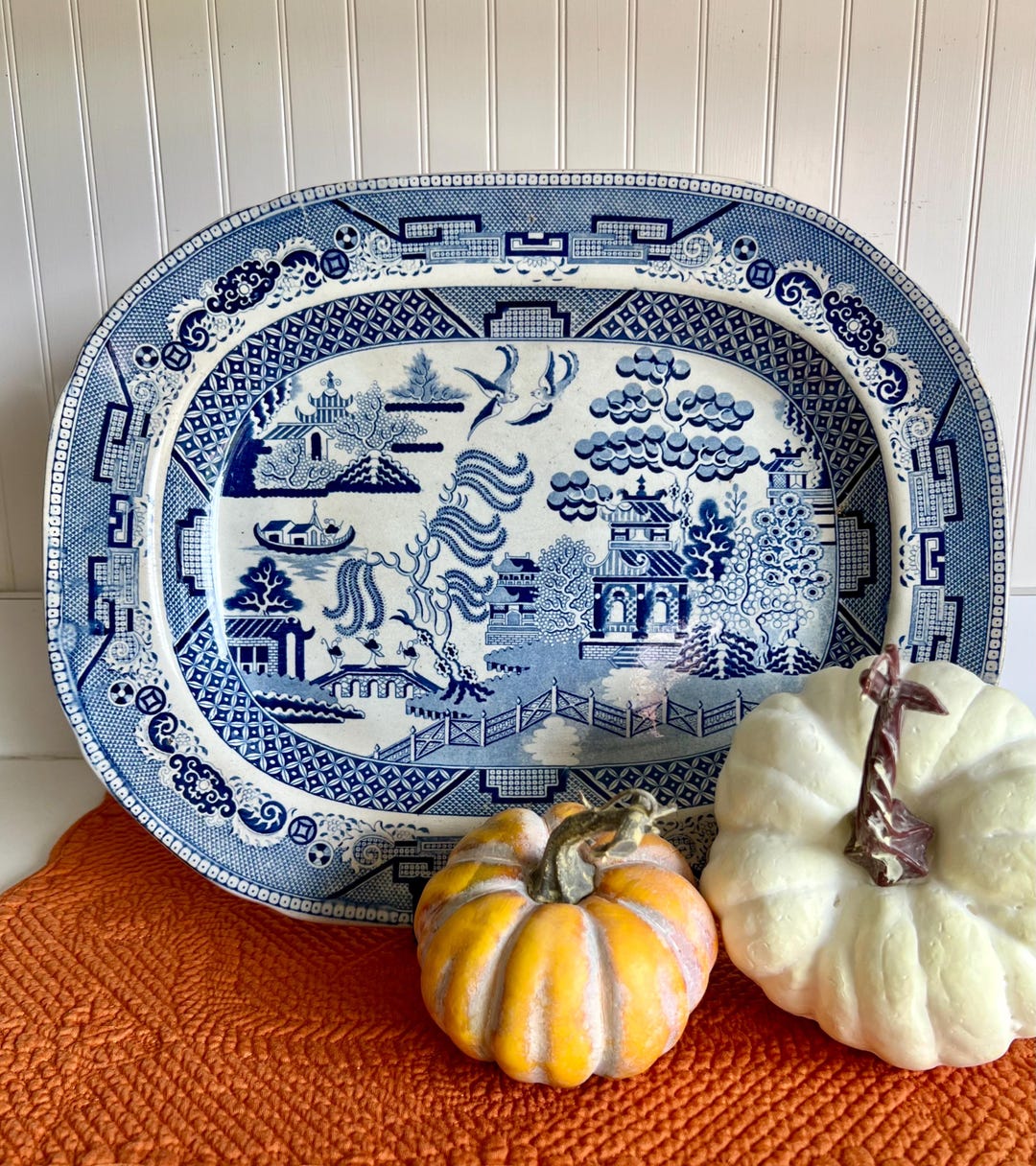 Antique Staffordshire Stone China Blue Willow Platter Circa 1800's ...