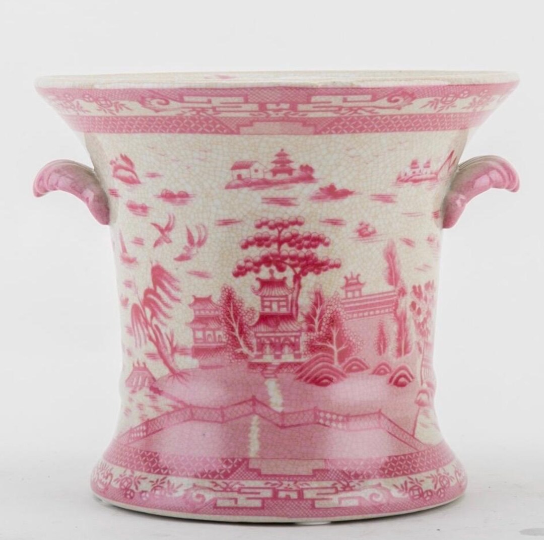Pink Chinoiserie Porcelain Planter Cachepot for Kitchen Island Decor - Etsy