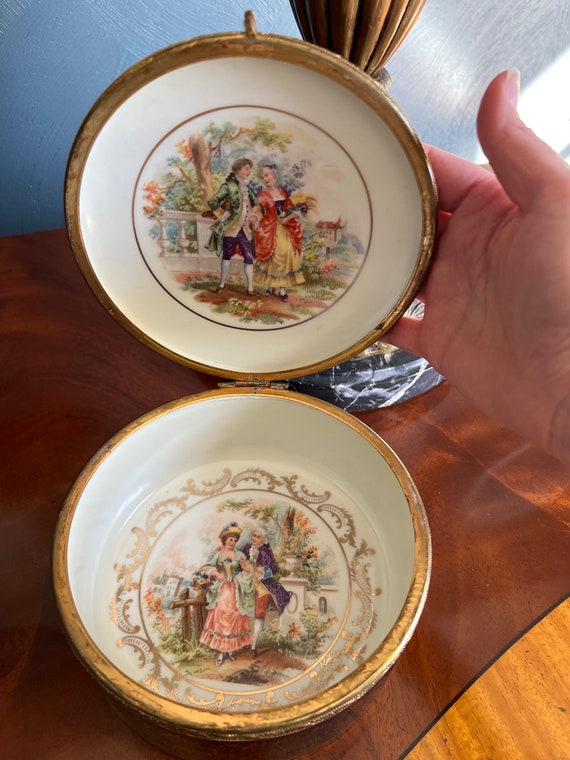 Antique German Trinket Box, Cobalt Glaze, Ormolu Deta… - Gem