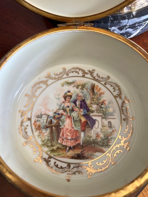 Antique German Trinket Box, Cobalt Glaze, Ormolu Deta… - Gem