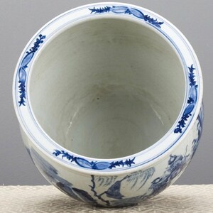 Elegant Blue & White Chinoiserie Porcelain Planter: Figural Cachepot ...