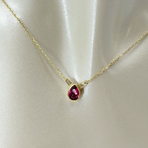 14K Solid Gold Ruby Necklace, 14K Gold Necklace, Round Ruby Necklace ...