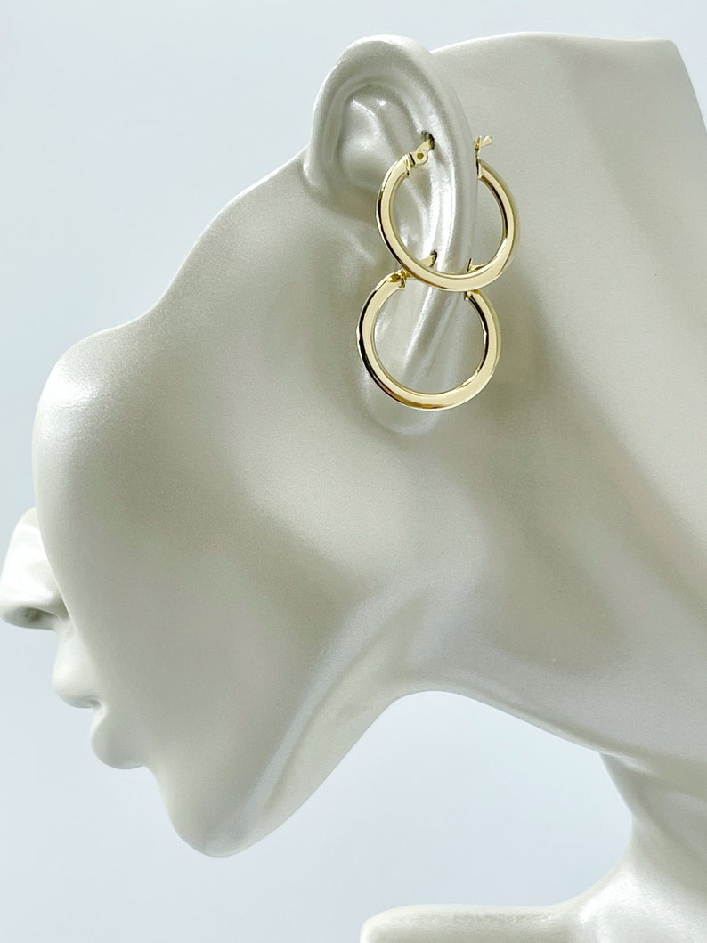 14k Solid Gold Hoop Earrings 18 23mm Thin Endless Hoops Etsy