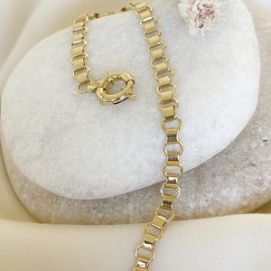 14K Solid Gold Box Chain Bracelet, Elegant Bracelet, Stacking Jewelry ...
