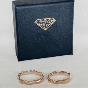 14k Solid Gold Wave Wedding Ring, Stackable Ring, Wedding Band, Dainty ...