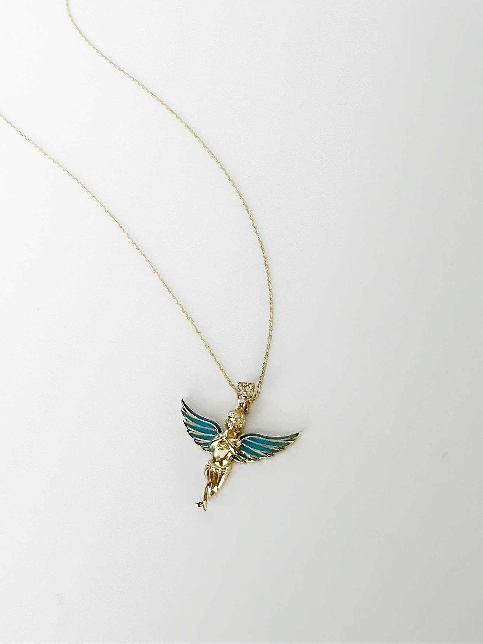 14k Solid Gold Praying Angel Pendant, Angel Jewelry Necklace, 14K Solid ...