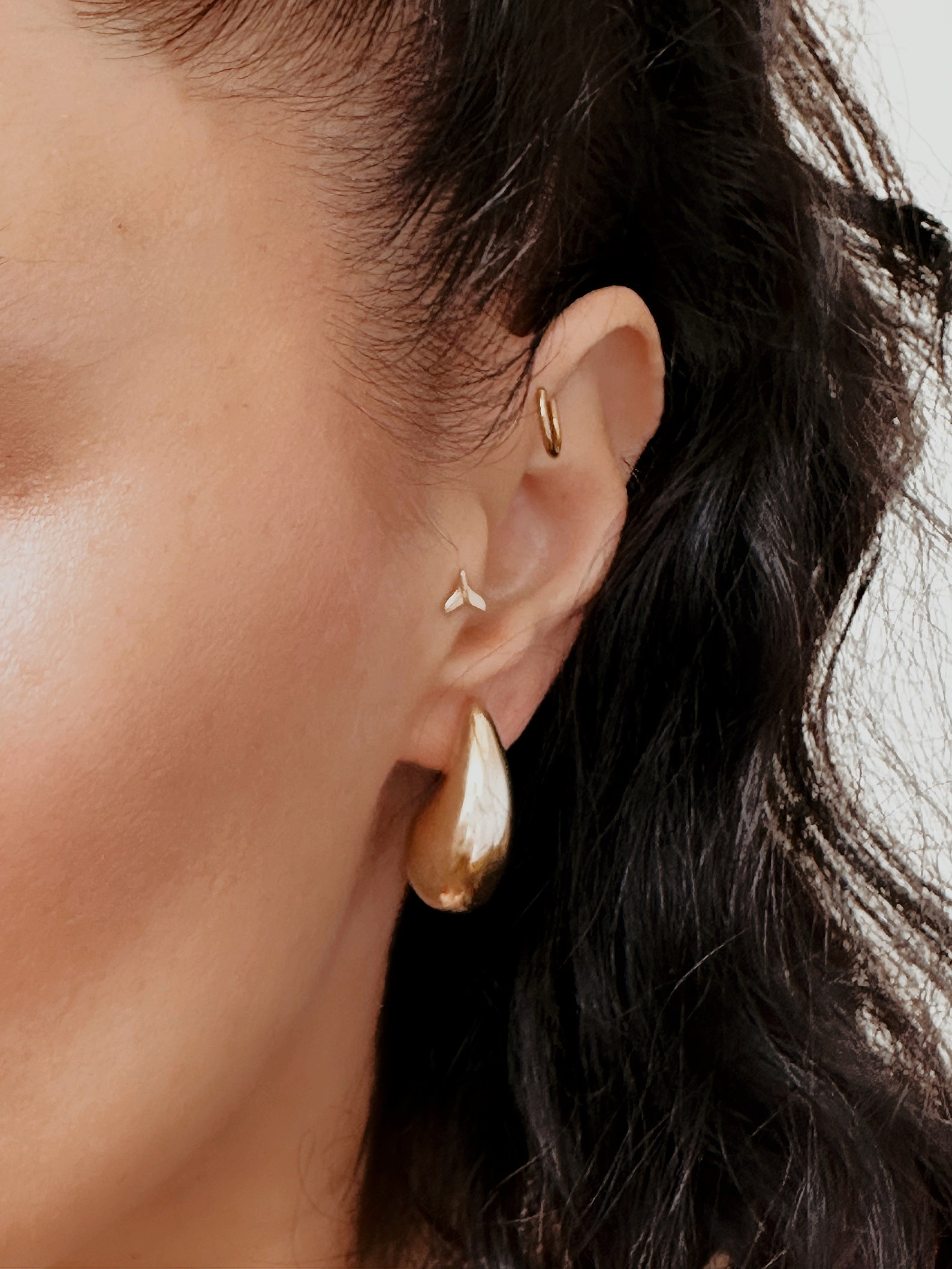 14K Solid Gold Drop Earrings, Thick Gold Drop Earrings, Shiny Thick ...
