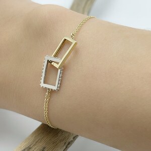 14k Gold Bangle 14K Rectangle Gold Bracelet Handmade - Etsy