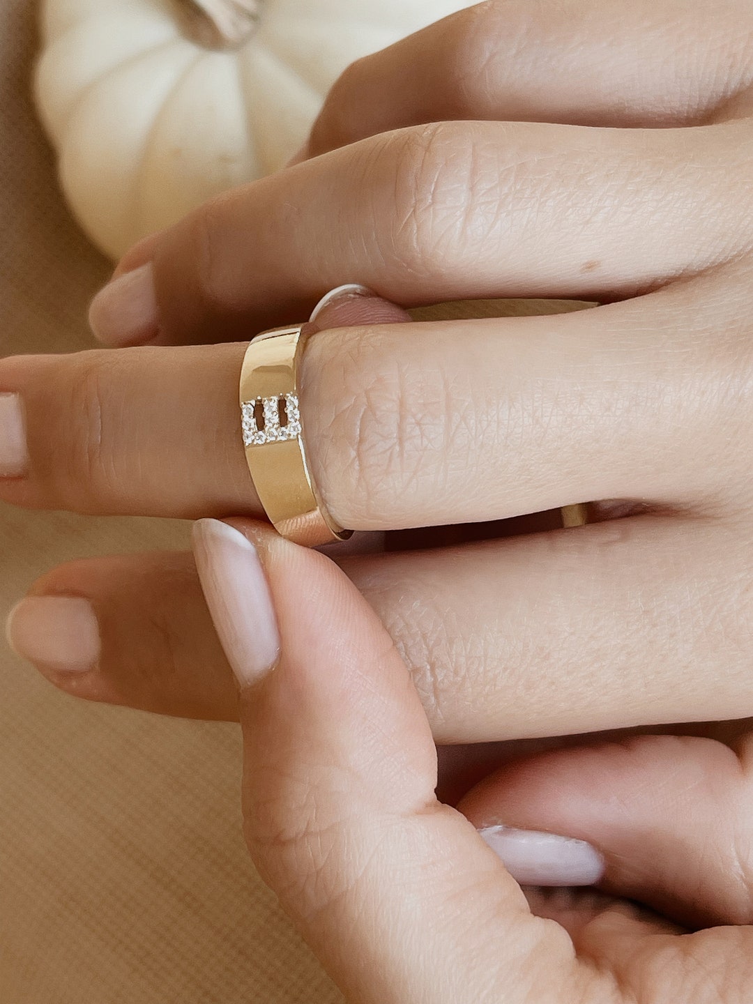 Diamond Initial Ring , 14k Solid Gold Letter Ring, Personalized Gifts, 14k Gold Ring ...