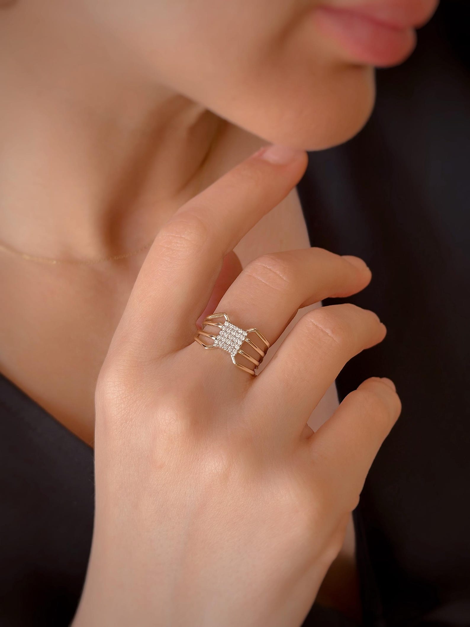 14K Solid Gold Spider Web Ring, 14K Gold Yellow Gold or Rose Gold Multi ...