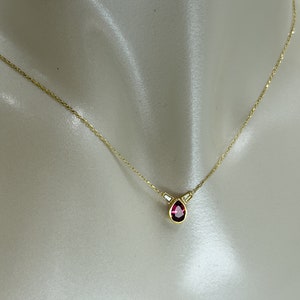 14K Solid Gold Ruby Necklace, 14K Gold Necklace, Round Ruby Necklace ...
