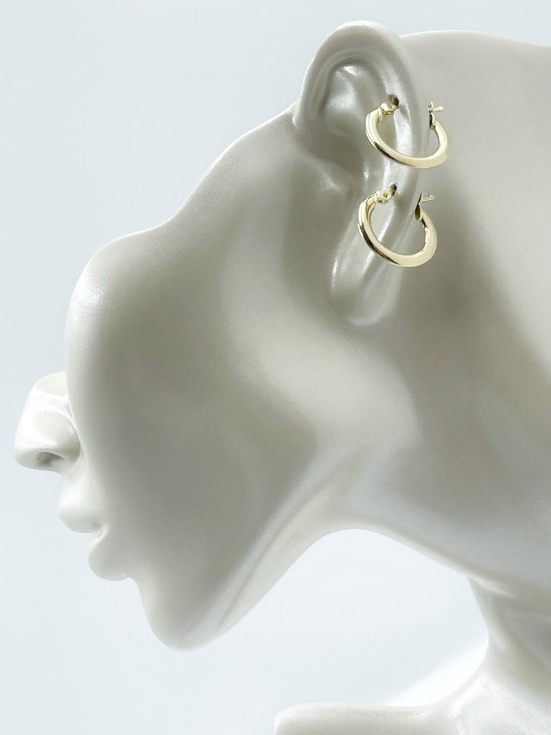 14k Solid Gold Hoop Earrings 18 23mm Thin Endless Hoops Etsy