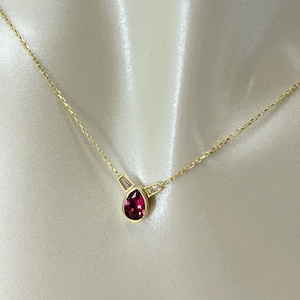 14K Solid Gold Ruby Necklace, 14K Gold Necklace, Round Ruby Necklace ...