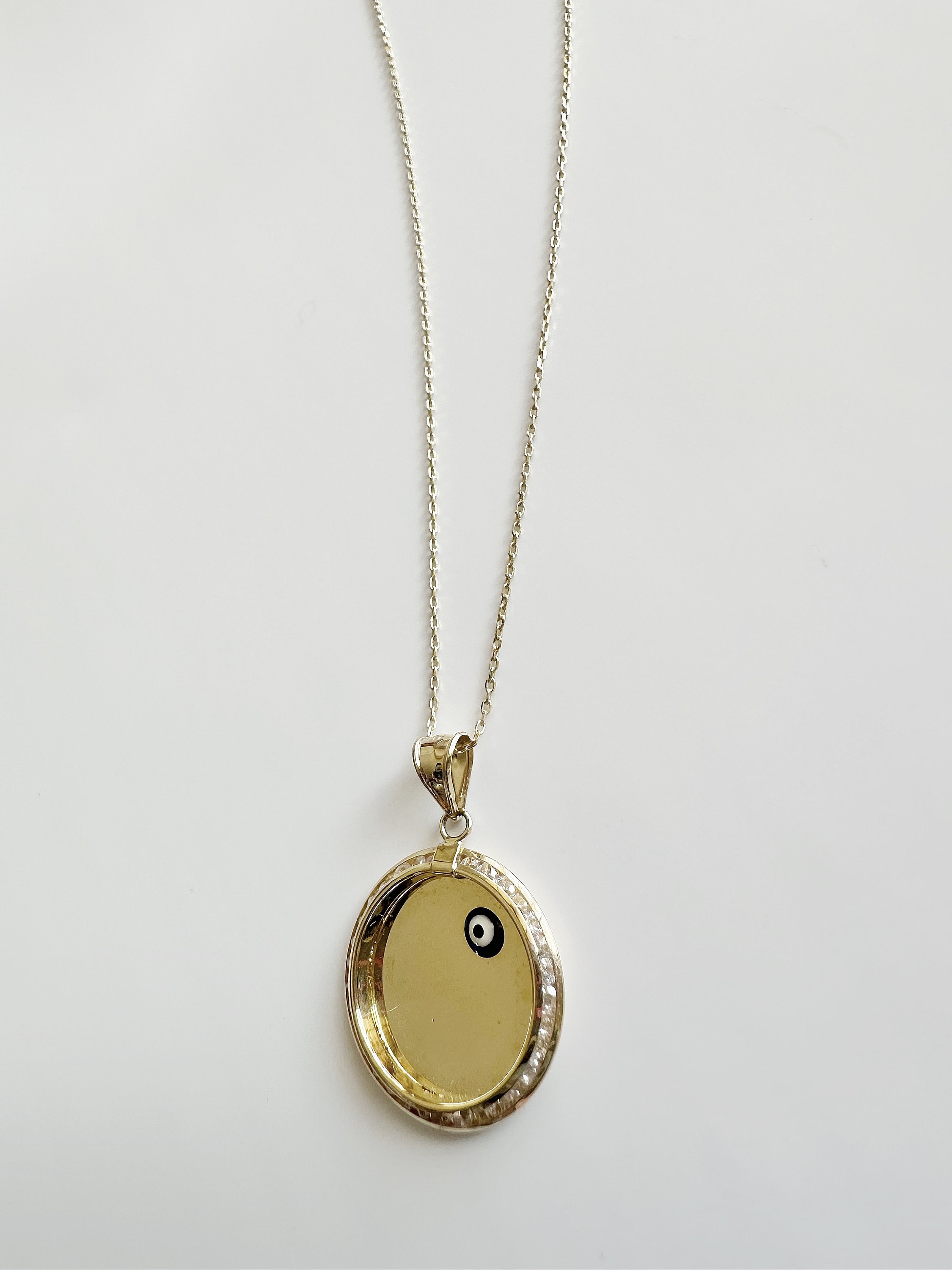 Mirror Necklace, 14k Solid Gold Mirror Necklace, Charm Necklace ...