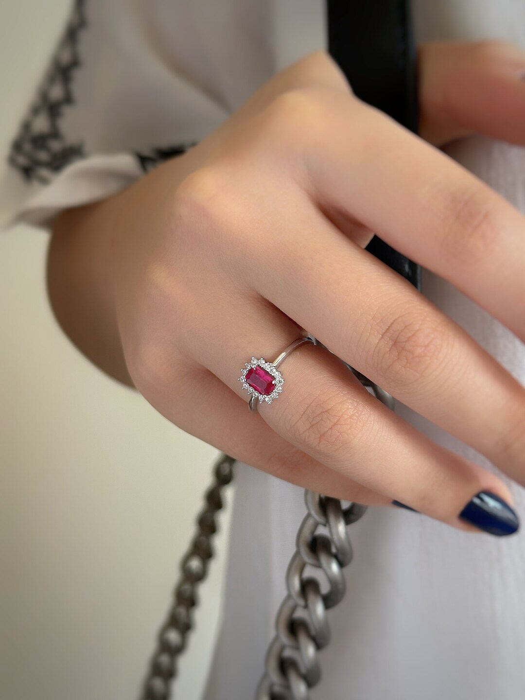 14K Solid Gold Ruby Ring, Birthday Stone Ring, Red Stone Ring, Real Gold Ring, Statement Rings ...