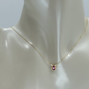 14K Solid Gold Ruby Necklace, 14K Gold Necklace, Round Ruby Necklace ...