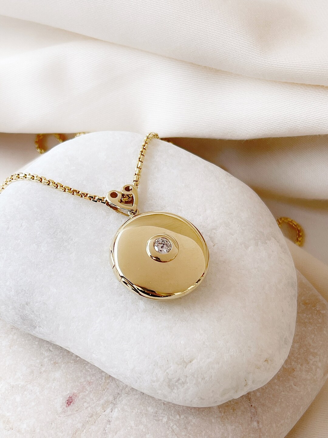 14k Solid Gold Locket Necklace, Gold Locket Pendant, Birthday Gift ...