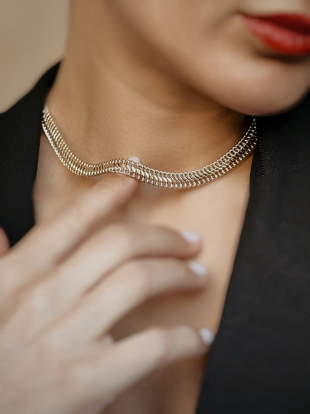 14K Gold Double Edge Chain Necklace, Double Edge Chain, 8.25 Mm Vienna ...