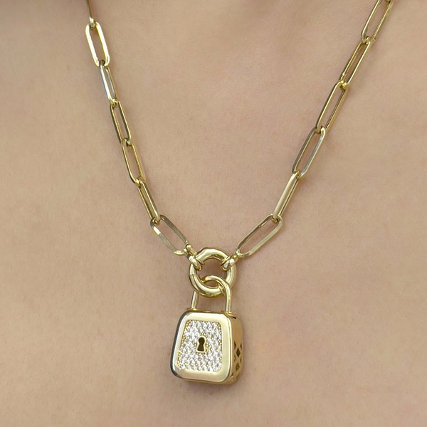 Gold Lock and Chain - Etsy